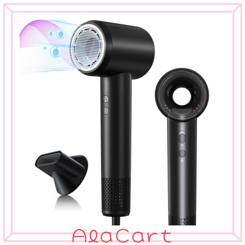 大風量ドライヤー 超軽量 速乾【中空構造・マイナスイオン・冷温風交互】高風速 恒温 ブラシレスモーター11万回転/分 3段階風速 3風温モ