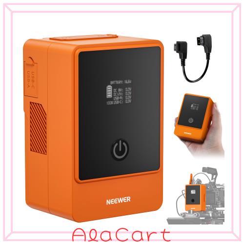 NEEWER ミニVマウントバッテリー 6800mAh 99Wh 14.5V ミニVロック電池 PD 65W 双方向 Type C 急速充電 D Tap/BP/USB AデュアルDCポート/O