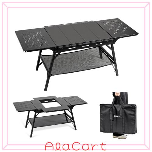 Simplemeキャンプ テーブル igtアルミニウム折りたたみ 机インストールなし ポータブルタクティカルテーブル耐荷重 50KGブラック