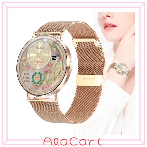 スマートウォッチ レディース 【2025年に革新 文字盤3D表示 超薄型】 1.32インチ AMOLED 丸型 軽量 小さめ Smart Watch iPhone アンドロ