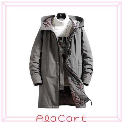 [GmrvaMen] ジャケット メンズ ウィンドブレーカー ロング丈 コート 中綿 厚手 ミリタリージャケット フード付き 防寒着 防風 アウター