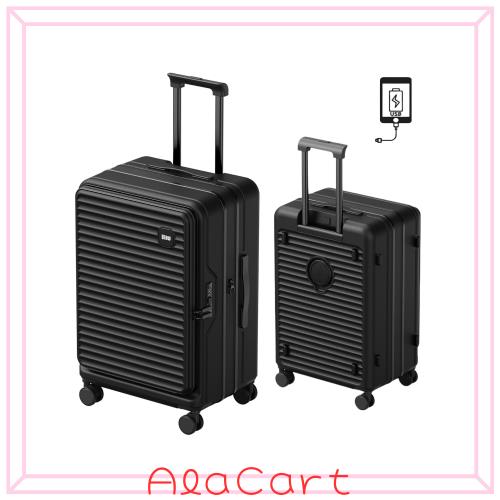 [DIKA] キャリーケース スーツケース 拡張機能付き 片開き フロントオープン ブックオープニング仕様 機内持ち込み 軽量 (7-10泊 /Lサイ