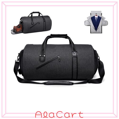 Roseelk ガーメントバッグ 靴も入る ボストンバッグ 乾湿分離 48L大容量 コンバーチブル衣類バッグ 旅行用 スーツ収納/靴収納ダッフルス