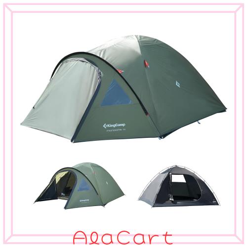 KingCamp ドームテント ツーリングドーム 3-4人用 大空間 幅310cm 自立式 通気 防水 軽量 広い前室 リビングルーム付き ソロキャンプ フ
