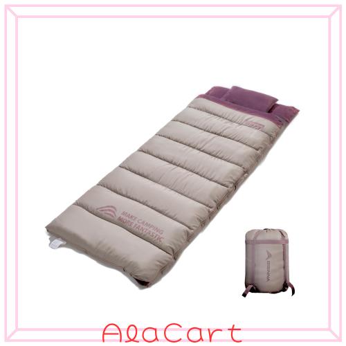 BISINNA 寝袋 冬用 夏用 アウトドア キャンプ シュラフ 封筒型 軽量 コンパクト 枕付き スリーピングバッグ 登山 車中泊 部屋 収納袋付き