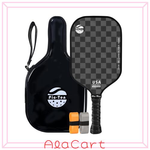 Pic Ten ピックルボールパドル オリジナル 18K カーボンファイバーピックルボールパドル 3Dパターン 16mm パワーポリマーコア 軽量 耐久