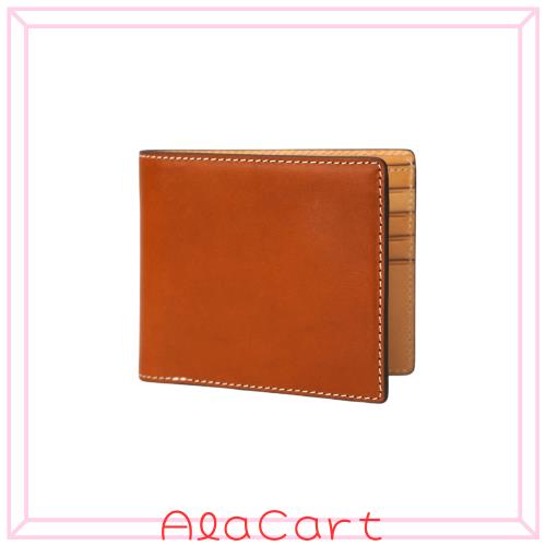 [MASSENI] 高級イタリア革 メンズ 二つ折り財布 タン色 本革 軽い レザー カード8枚収納 (タン)