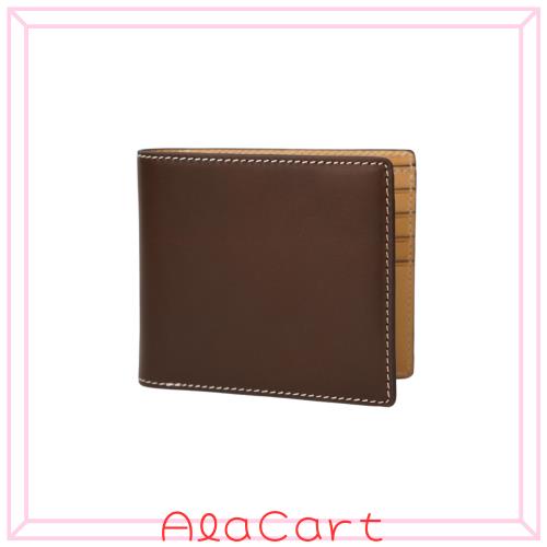 [MASSENI] 高級イタリア革 メンズ 二つ折り財布 タン色 本革 軽い レザー カード8枚収納 (ダークブラウン)