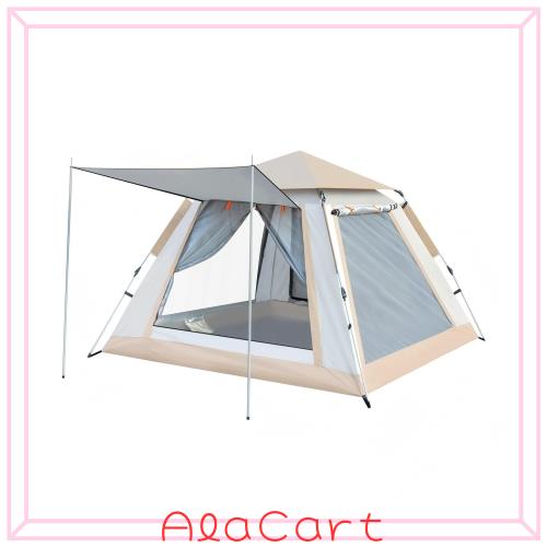 Jumei テント ポップアップテント 自動展開テント テント 前室あり ワンタッチテント キャンプテント 3-4人用 簡易テント ダブルドア・窓