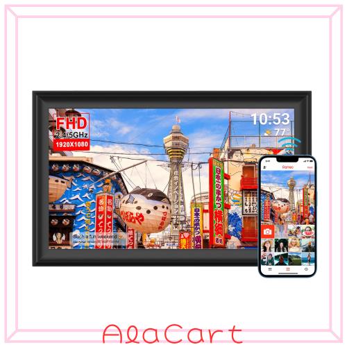 64GB 15.6インチ FRAMEO デジタルフォトフレーム、1920x1080 FHD IPS LCDタッチスクリーン、デュアルWiFi、Frameoアプリで写真やビデオを