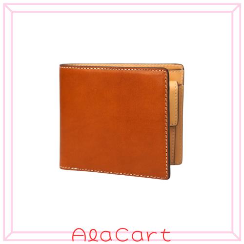 [MASSENI] 高級イタリア革 メンズ 二つ折り財布 ポケット タン色 本革 軽い レザー カード4枚収納 (タン)