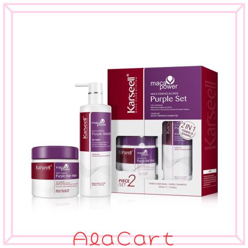 【公式】Karseell パープルヘアマスクとむらさきシャンプーセット 黄ばみと黄色の色を中和 洗浄 保湿 ダメージ補修 紫シャンプートリート