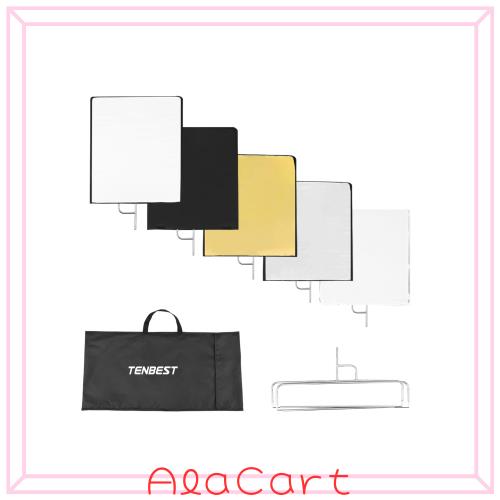 TENBEST (テンベスト) 写真撮影用ライトリフレクターフラッグキット、24x30インチ/60x75cm、4イン1 ゴールド/シルバー/ブラック/ホワイト