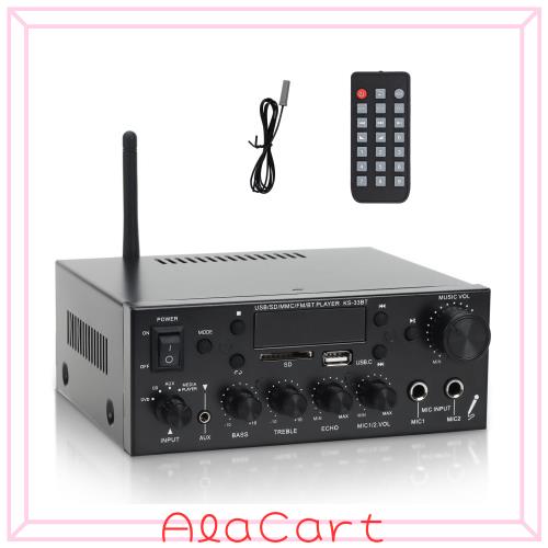 QuiExact アンプ パワーアンプ オーディオアンプ 小型 Bluetooth カード挿入口 USBメモリ ラジオ機能 60ｗ リモコン付き ミニアンプ ボリ