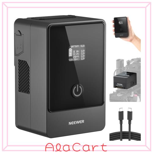 NEEWER PS099E Vマウントバッテリー 6800mAh 99Wh 14.5V ミニVロック タイプCケーブル 高速充電 65W PD USB C Dタップ/BP/USB A/DC出力 O