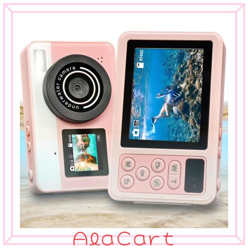 防水カメラ 1080P 自撮可能デジカメ 動画＆写真 3M防水 ケース不要 水中カメラ 操作簡単 フラッシュ撮影をサポート 軽量 コンパクト 32GB