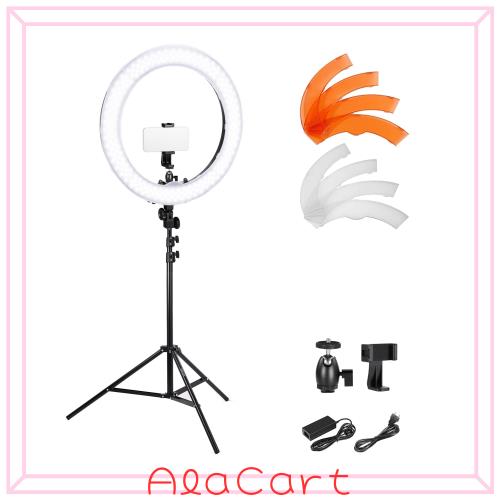 NEEWER リングライト 18インチ 58W 高出力 5600K 調光可能 高演色 CRI95 LEDビデオライトセット ライトスタンドとスマホホルダー付属 ス