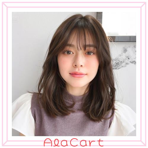 EMMOR 医療用ウィッグ フルウィッグ 人毛ミックス レイヤーカット ミディレングス カール 手植え I型つむじ 超リアル 女性用 かつら レデ