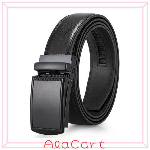 [GOLDLEMON] ベルト メンズ 紳士用 穴なし 大きいサイズ オートロック式 本革 レザー 無段階調整 ビジネス カジュア スーツベルト 男性