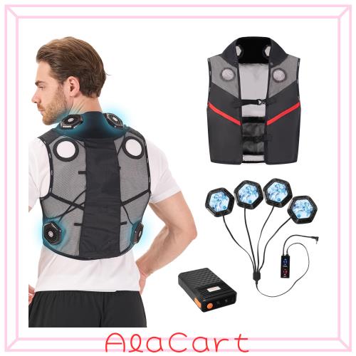 [KOMOAKI] ペルチェベスト 【最大-28℃ 瞬間冷却 30000mAh】首周り冷却可能 冷却ブレート付き 6段階調節可能 冷熱両用ペルチェ 冷却ベス