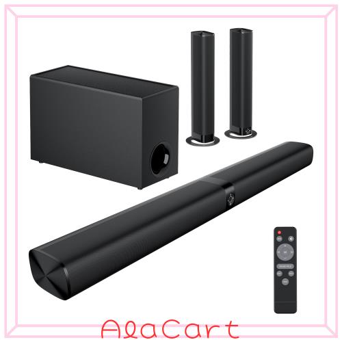 HolyCrab サウンドバー 着脱式 2 in 1 設計 分離型サブウーファー付き Bluetooth 5.3 搭載 テレビ用スピーカー 音量強化機能とイコライザ