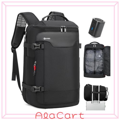 [クールベル] 真空圧縮バックパック、60L拡張可能、旅行用バックパック、撥水・防塵、大容量、17インチノートパソコン対応、緊急時/機内