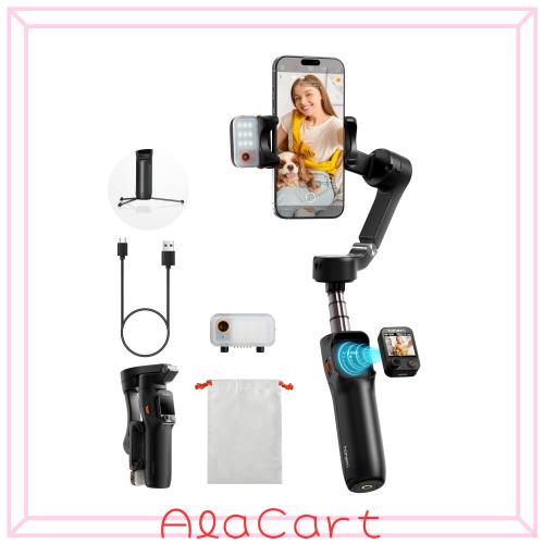 hohem V3 Ultra ジンバルスタビライザー 3軸スマホジンバル (Android/iPhone)純正カメラAIトラッキング 1.22インチフルカラータッチスク