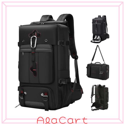 [Yometree] 登山リュック 60L 大容量 防水 バックパック 17インチPC リュックサック スクエア 軽量 靴収納 USB充電ポート付き 多機能通気