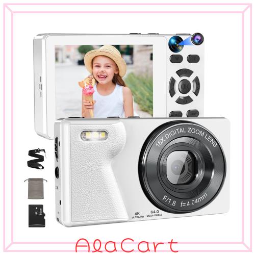 【2025新版＆自撮り機能】YOUHE デジタルカメラ 4K デジカメ 6400万画素 OTG対応 スマホ連動 タイムプラス録画機能 2.8インチ大画面 オー