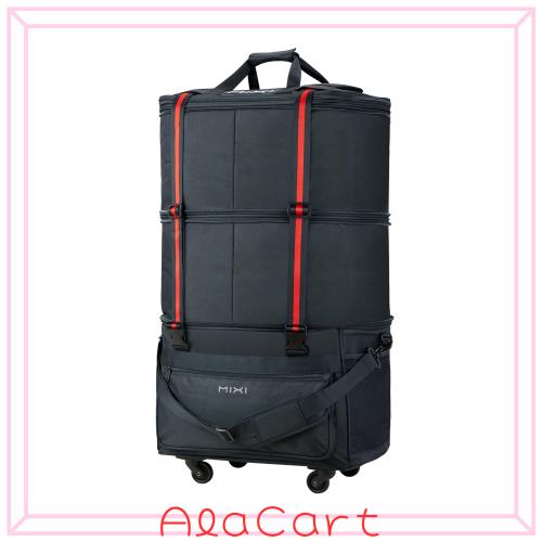 [mixi] 折りたたみ式スーツケース 拡張機能付 3段階容量調整可能 58L/90L/120L コンパクト収納可 レディース メンズ ソフトキャリーケー