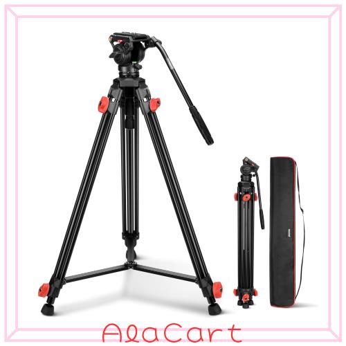 NEEWER ビデオ三脚 カメラ三脚 アルミ合金 軽量 コンパクト ポータブル トラベル三脚 DSLRカメラ/ビデオカメラ用 撮影用三脚 フルードヘ