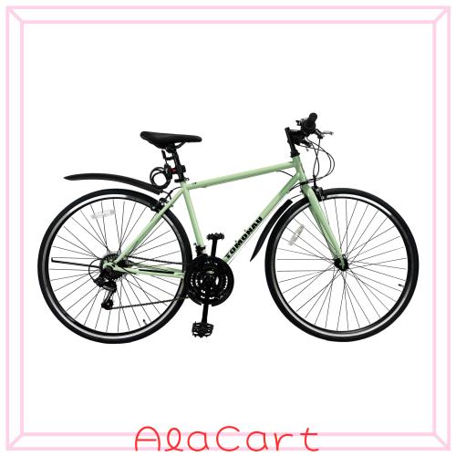TOMONAU クロスバイク 自転車 700C(約27インチ) 21段変速 軽量 高炭素鋼フレーム 前後泥除け ライト 鍵 反射板付き 通勤 通学 サイクリン