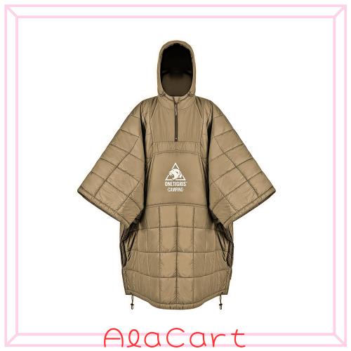 OneTigris キャンプ用ブランケット 防寒ブランケット アウトドア用マント 防風 暖かい フード付き 超軽量700g 215*155cm ポケットあり 枕