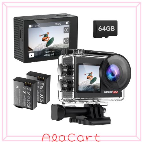 Hiicam Speed20 アクションカメラ スポーツカメラ 4K/60fps 超高清画質 6軸EIS手ブレ補正ウェアラブルカメラ 防水ケース付きで40m防水 本