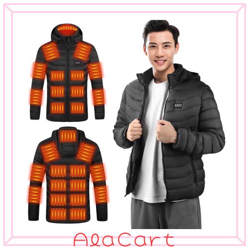 TeamSky 電熱ジャケット 長袖 電熱服 フード付き 23箇所発熱 冬対策 USB加熱 ジャケット ヒーター防寒服 3段階温度調整 発熱コート メン