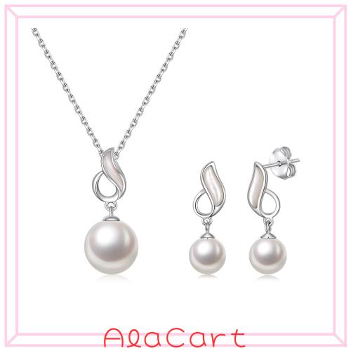 [PHNIBIRD] ネックレス ピアス レディース セット 貝パール 大粒です シルバー925 金属アレルギー対応ピアス パール ペンダント ネックレ