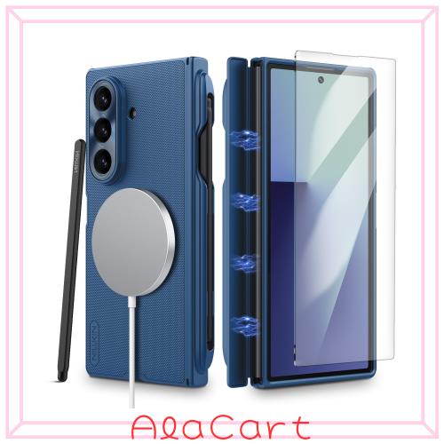 Nillkin 【ペン付き】Galaxy Z fold7対応ケース 強化ガラスフィルム付き ヒンジ保護 耐衝撃 ワイヤレス充電対応 マグネット吸着 ギャラク