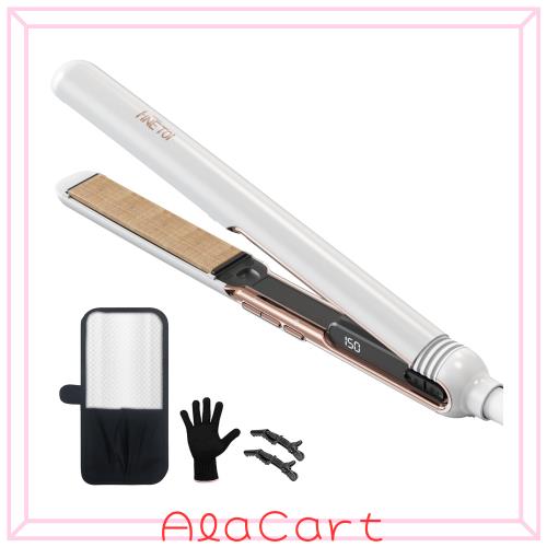 FINETOl ヘアアイロン シルク プレートアイロン 【瞬間水分蒸発防止・130℃〜220℃・5段階温度調整・25秒高速加熱】ストレート＆カール・3