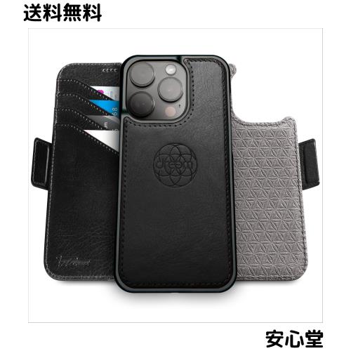 Dreem フィボナッチ（Fibonacci）2イン1 財布型ケース Apple iPhone 15 Pro Max用 - 高級ヴィーガンレザー製 マグネット着脱式 耐衝撃 携