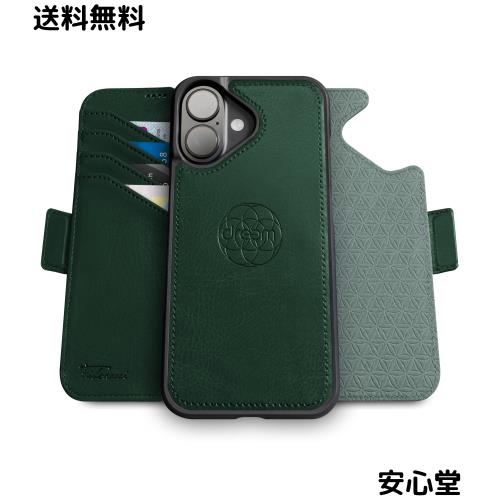 Dreem フィボナッチ（Fibonacci）2イン1 財布型ケース Apple iPhone 16用 - 高級ヴィーガンレザー製 マグネット着脱式 耐衝撃 携帯電話ケ