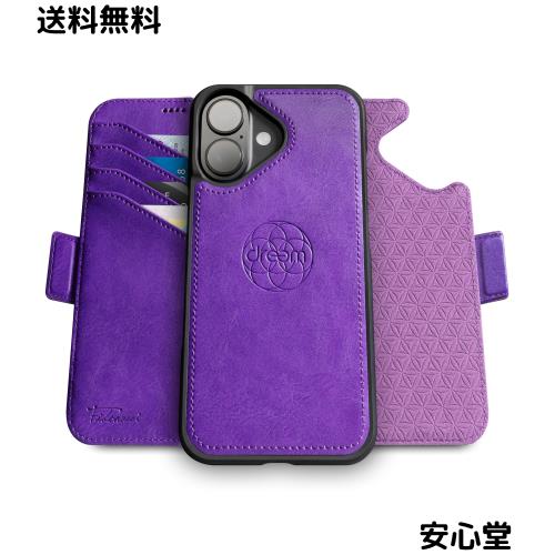 Dreem フィボナッチ（Fibonacci）2イン1 財布型ケース Apple iPhone 16 Plus用 - 高級ヴィーガンレザー製 マグネット着脱式 耐衝撃 携帯