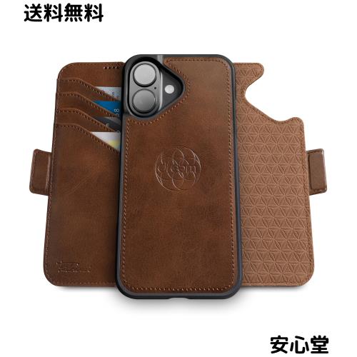 Dreem フィボナッチ（Fibonacci）2イン1 財布型ケース Apple iPhone 16用 - 高級ヴィーガンレザー製 マグネット着脱式 耐衝撃 携帯電話ケ