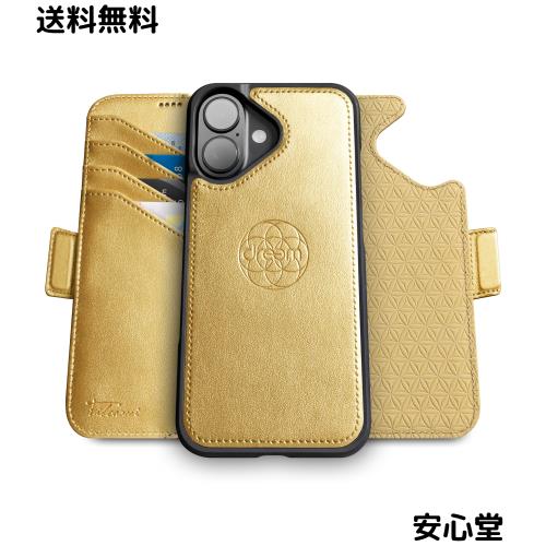 Dreem フィボナッチ（Fibonacci）2イン1 財布型ケース Apple iPhone 16 Plus用 - 高級ヴィーガンレザー製 マグネット着脱式 耐衝撃 携帯