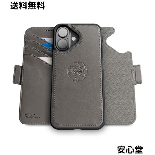 Dreem フィボナッチ（Fibonacci）2イン1 財布型ケース Apple iPhone 16用 - 高級ヴィーガンレザー製 マグネット着脱式 耐衝撃 携帯電話ケ