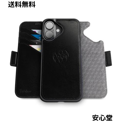 Dreem フィボナッチ（Fibonacci）2イン1 財布型ケース Apple iPhone 16用 - 高級ヴィーガンレザー製 マグネット着脱式 耐衝撃 携帯電話ケ