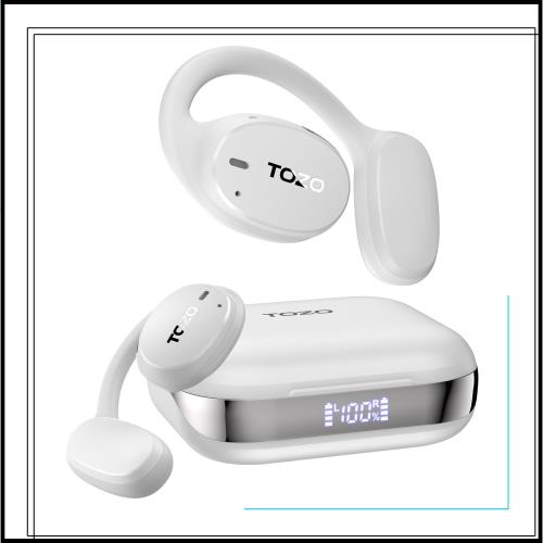 TOZO OpenEgo ワイヤレス イヤホン bluetooth 5.3 オープンイヤー 極上のフィット感 耳を塞がない LED ディスプレイ AI 通話時ノイズリダ