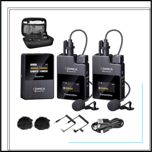 ワイヤレスピンマイクシステム Comica BoomX-D2 外付けマイク48KHZ/16BIT 200M伝送距離 2.4Gデジタル無線マイク多機能 小型ステレオマイ