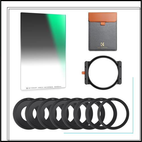 K＆F Concept 11枚セット ソフトGND8フィルターセット ハーフNDフィルター 角型 100*150*2mm 光学ガラス ホルダー アダプターリング フィ