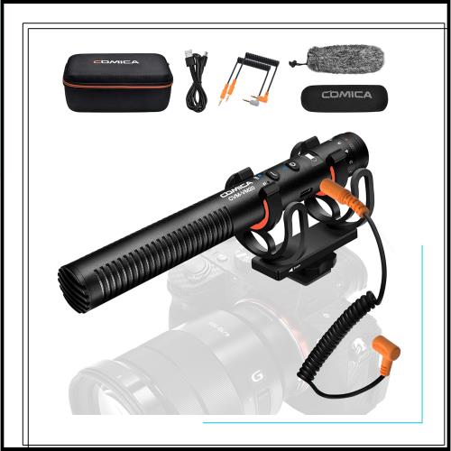 Comica VM20 ショットガンマイク 外付けマイク カメラマイク 2つのローカットモード 60時間連続使用 無段階ゲイン調整 超単一指向性マイ