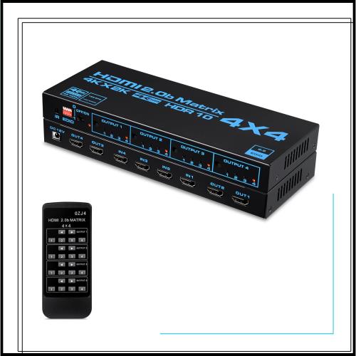 4K @ 60Hz HDMIマトリックススイッチ4x4、EDID、4 in 4出力HDMIスイッチャースプリッターオーディオビデオディストリビューターセレクタ